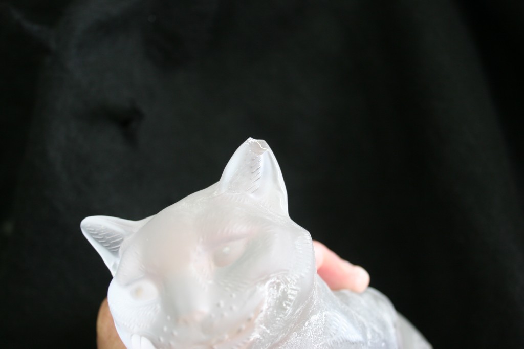 Lalique Crystal Repair cat with chipped ear | Bruening Glass Works